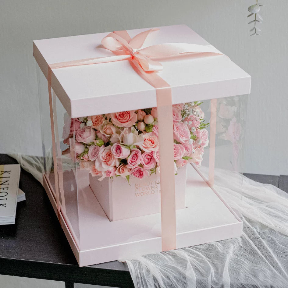 Flower Box "Alaia" - Pink Flower Box | Giftr - Singapore's Leading ...