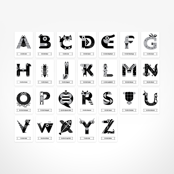 Alphabet Flash Cards // Black & White | Giftr - Singapore's Leading ...