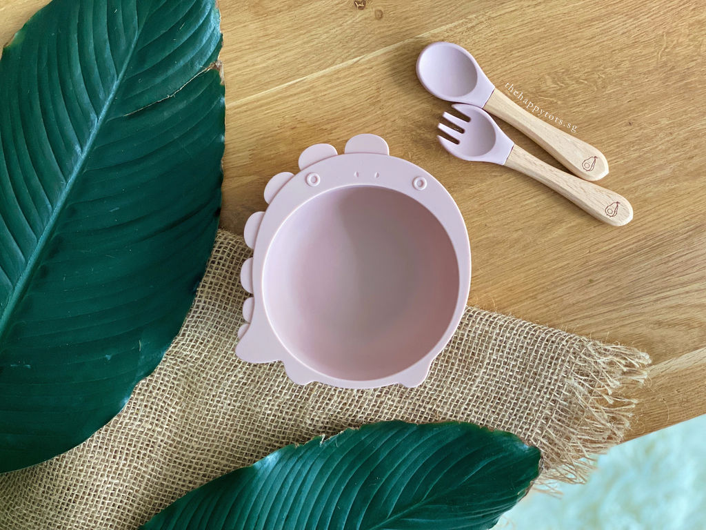 Chompy Dinosaur Bowl & Cutlery Set - Sage | Giftr - Singapore's Leading ...
