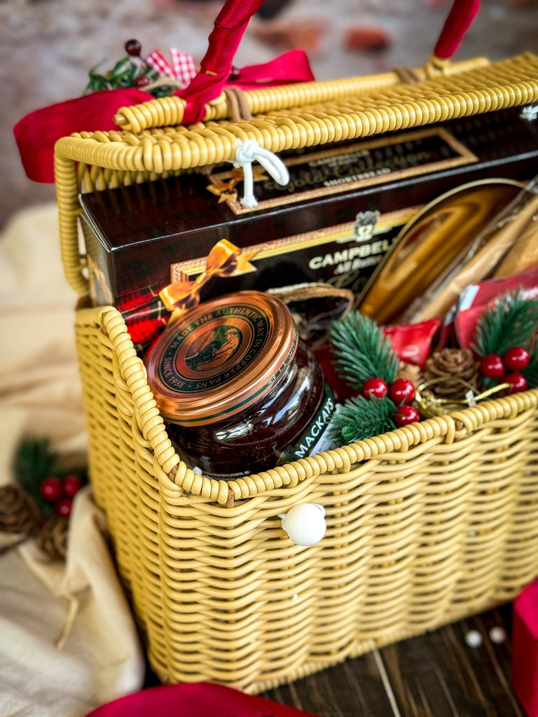 Holiday Hearth Haven | Christmas 2023 House Design Rattan Gift Basket ...