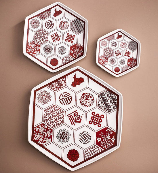 Hexagon Fortune Plate 27cm | Giftr - Singapore's Leading Online Gift Shop