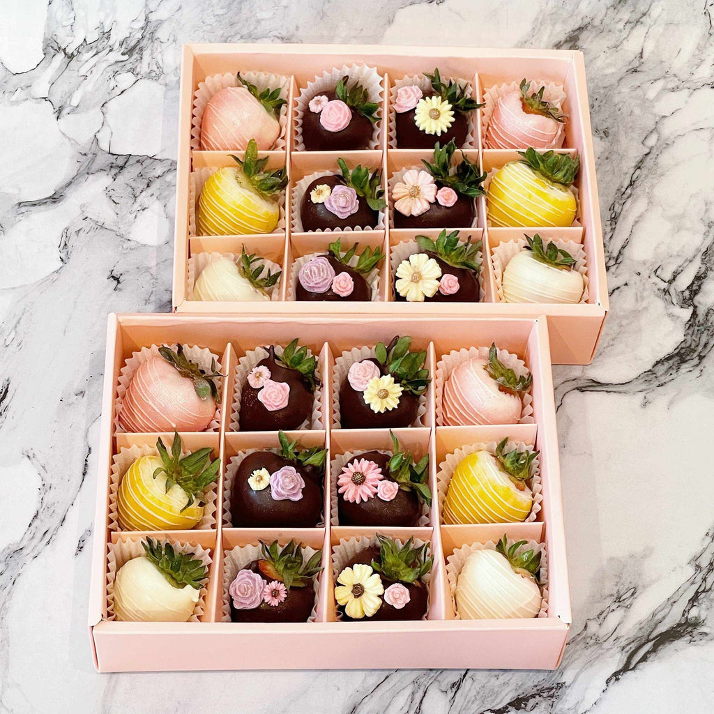 Vibrant Floral - Gift Box of A Dozen Chocolate Coated Strawberry ...